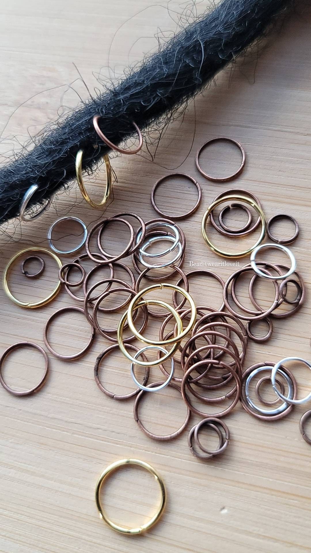 10pcs Hair Rings for Locs Braids & Twists, Dread Rings, Braid Rings ...