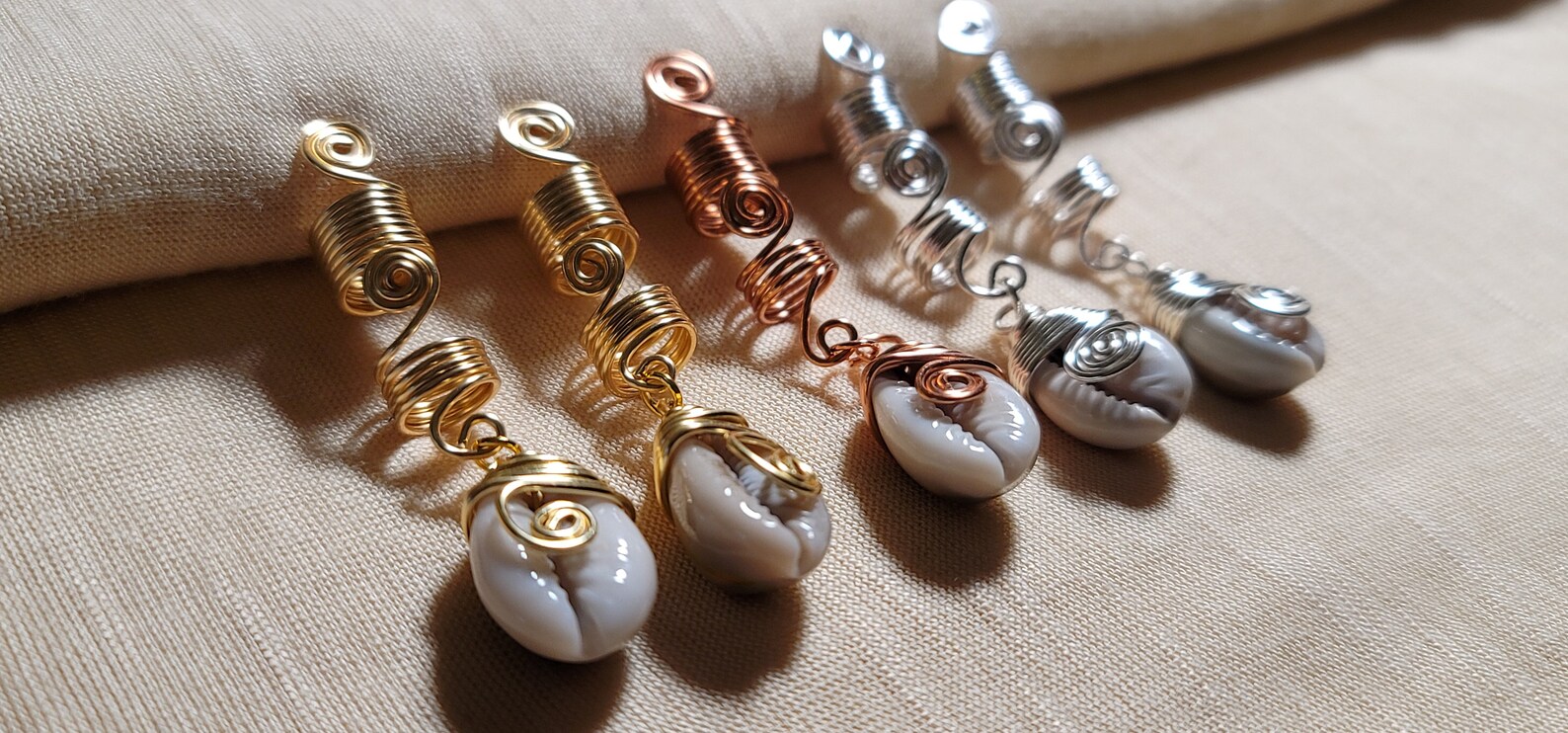 Cowrie Shell Loc Jewelry and Matching Earrings, Dreadlock Hair ...