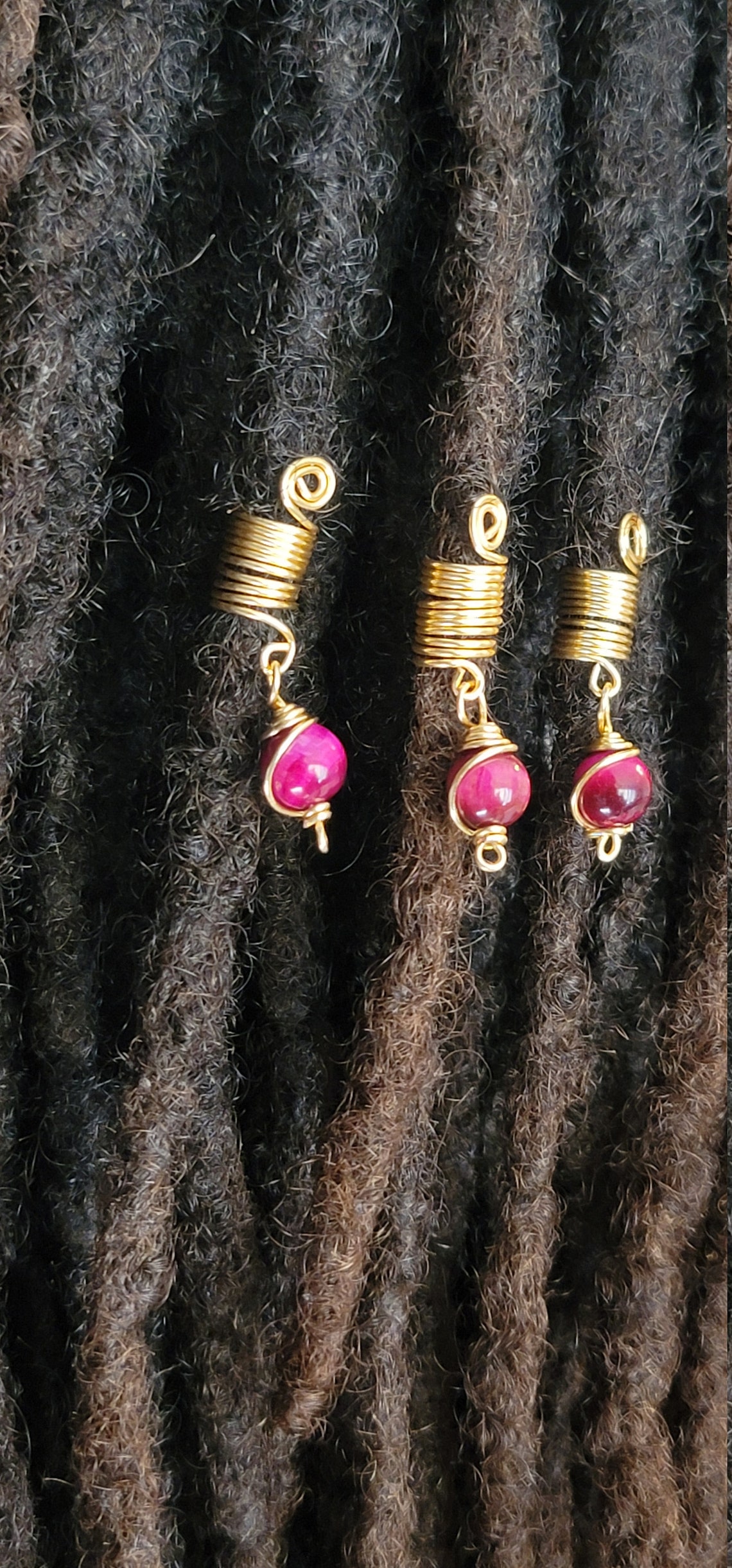 Pink Tiger Eye Crystal Loc Jewelry. Dreadlock Hair | Etsy