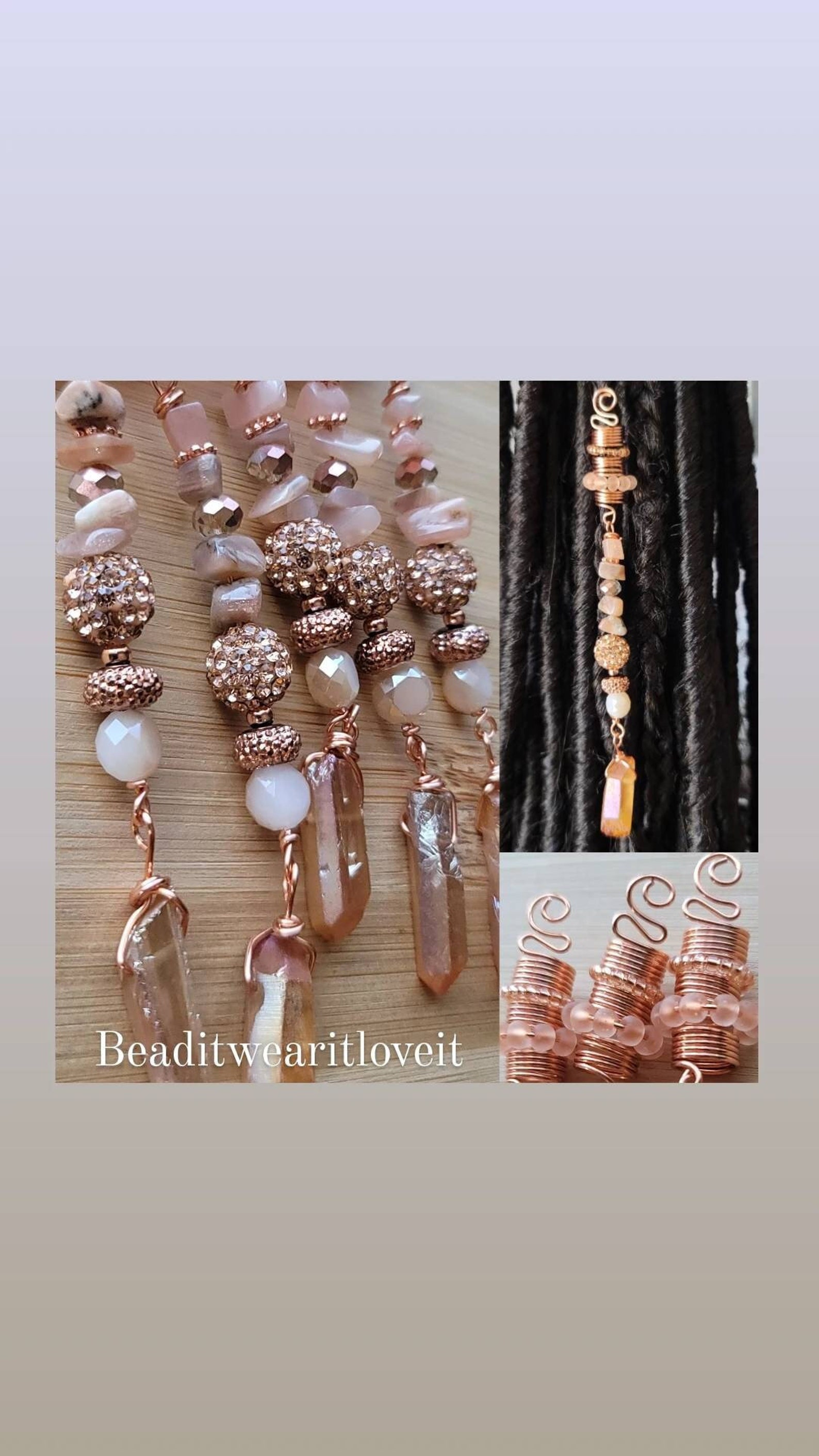 Sunstone and Quartz Crystal Loc Jewelry Dreadlock Hair Ring - Etsy