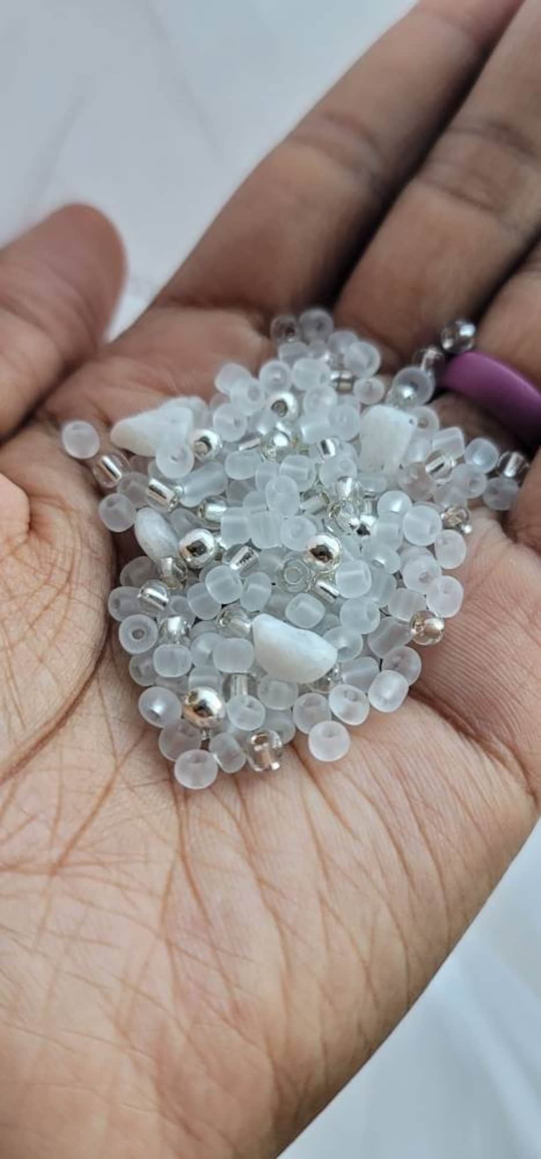 Moonstone and Hematite Crystal Loc Sprinkle Beads, Silver Braid Jewelry ...