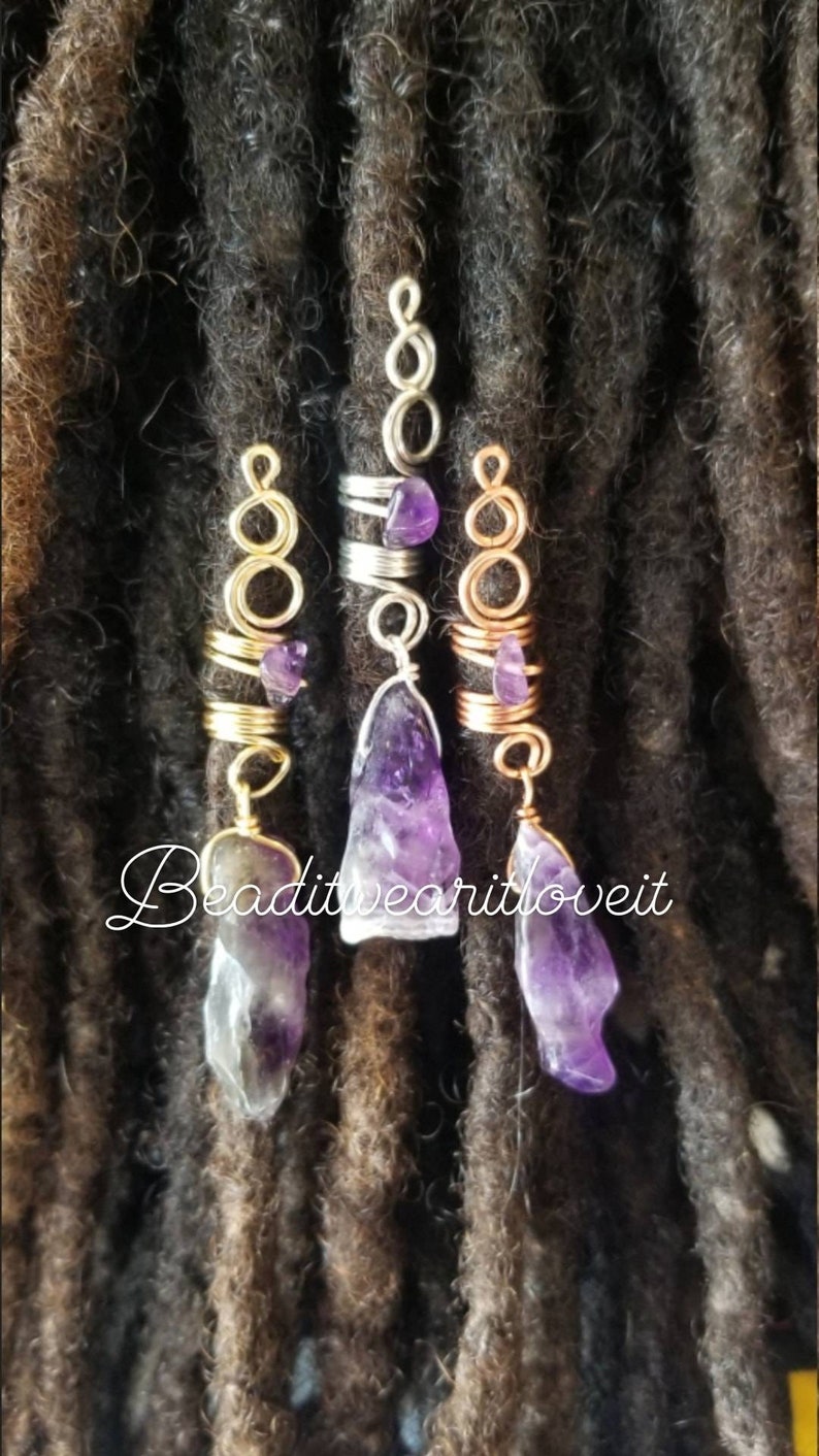 Amethyst Loc Jewelry Set Crystal Dreadlock Jewelry - Etsy