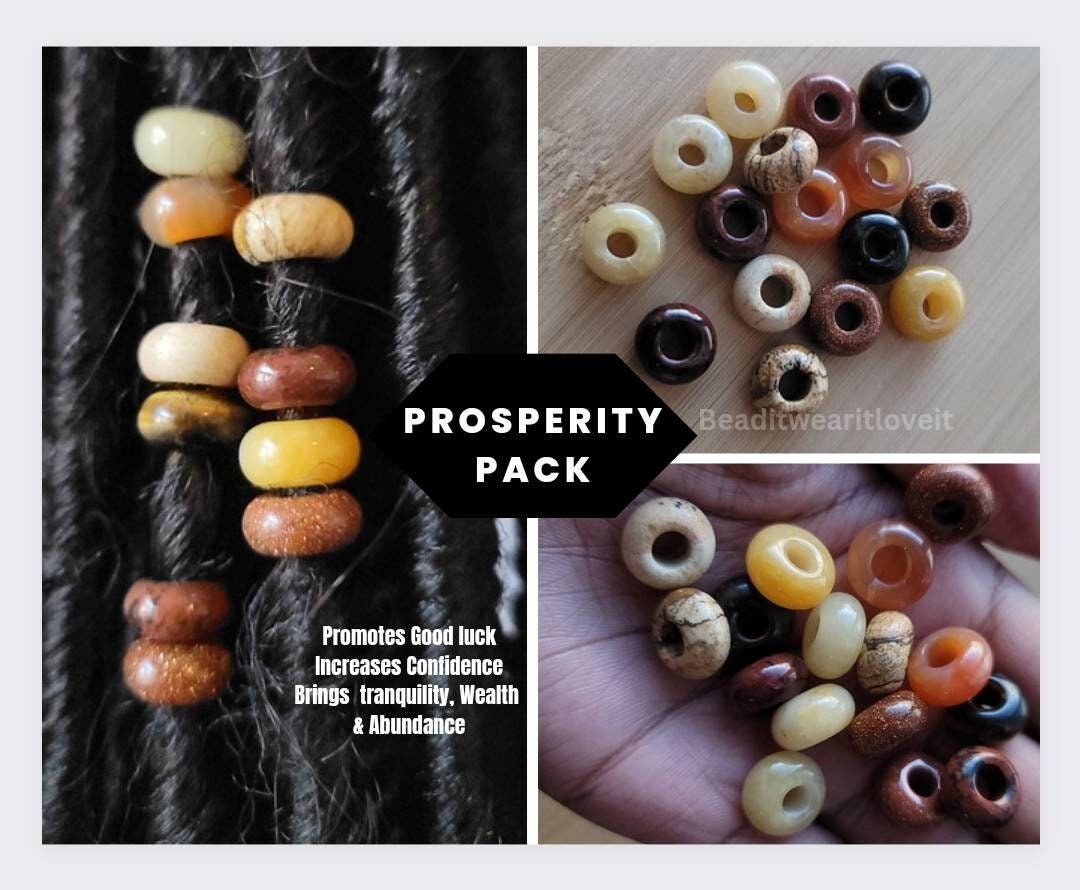 10 Prosperity Pack Crystal Loc Beads, Jasper Tiger Eye Carnelian Gold ...