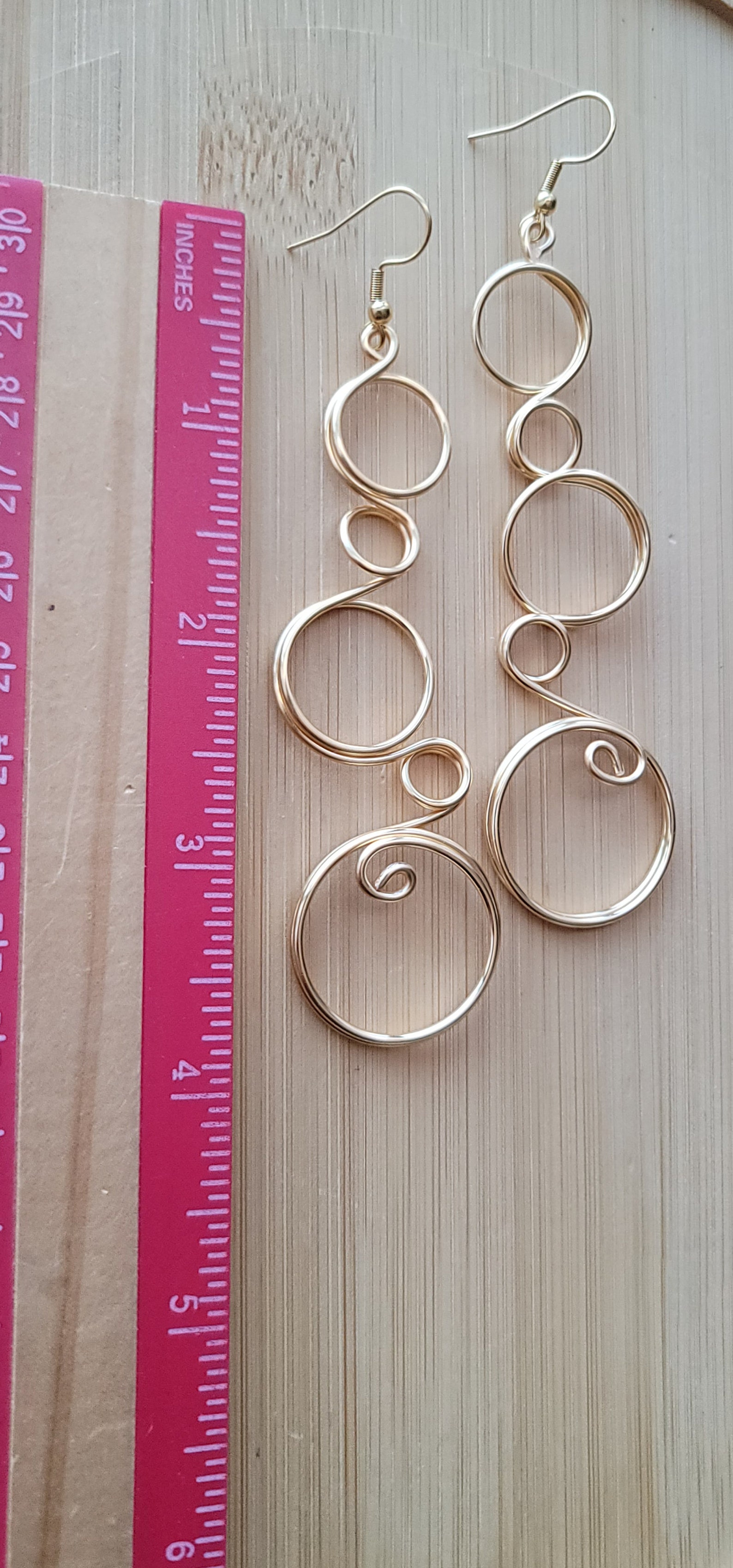 Abstract Bubble Earrings, Copper Wire Wrapped Earrings, Unique Long ...