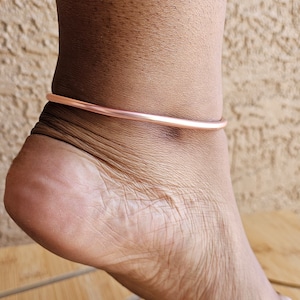 Pure Copper Ankle Bangles, Adjustable Stackable Ankle Bracelets, Raw ...