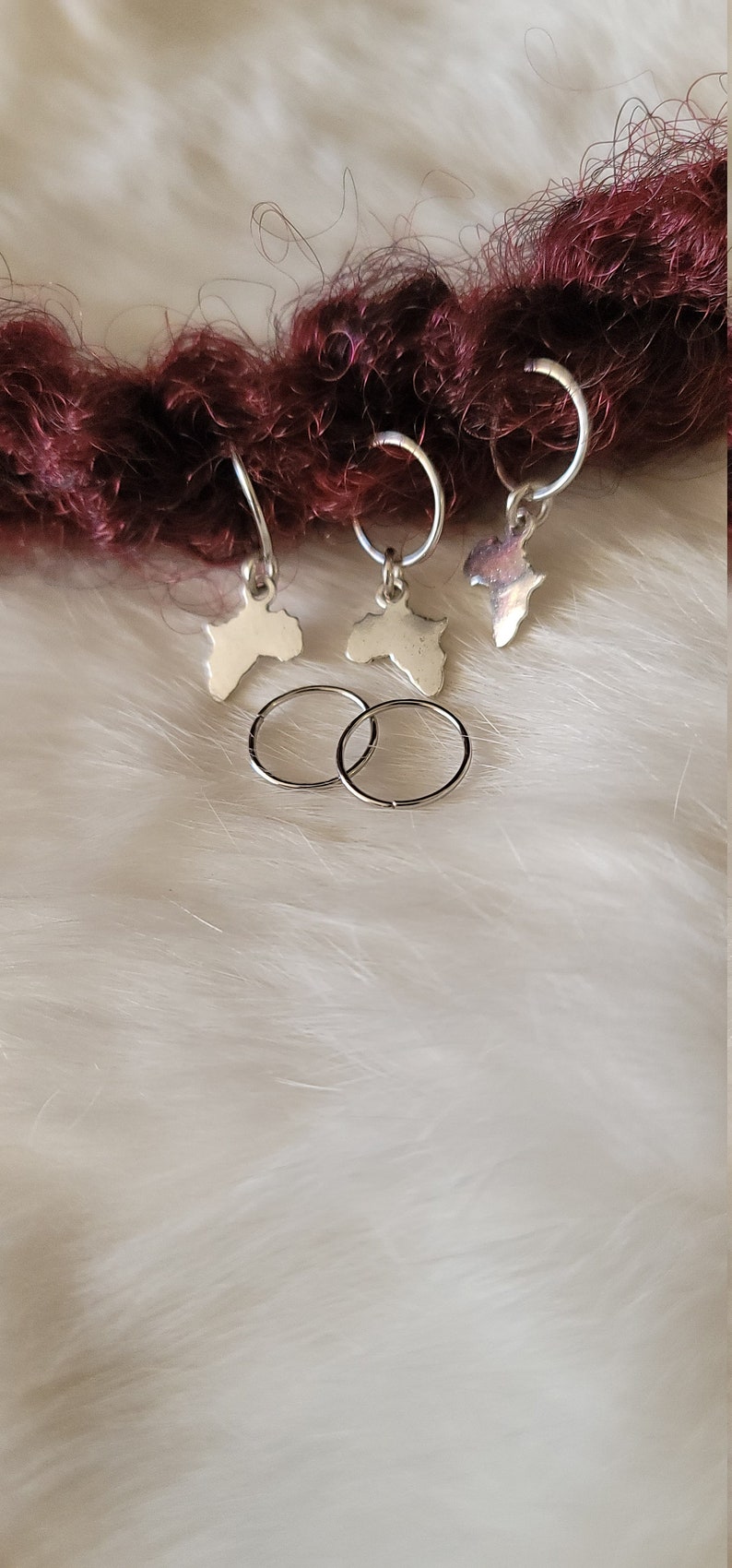 Silver Africa Map Hair Rings Dread Rings Loc Jewelry Braid - Etsy