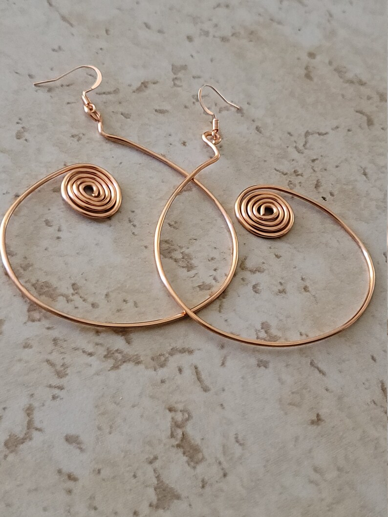 Copper Hoop Earring Spiral Wire Wrapped Hoop Earrings | Etsy