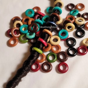10 Piece Wood Loc Beads, 6mm Wide Hole Dread Beads, Dreadlock Hair ...