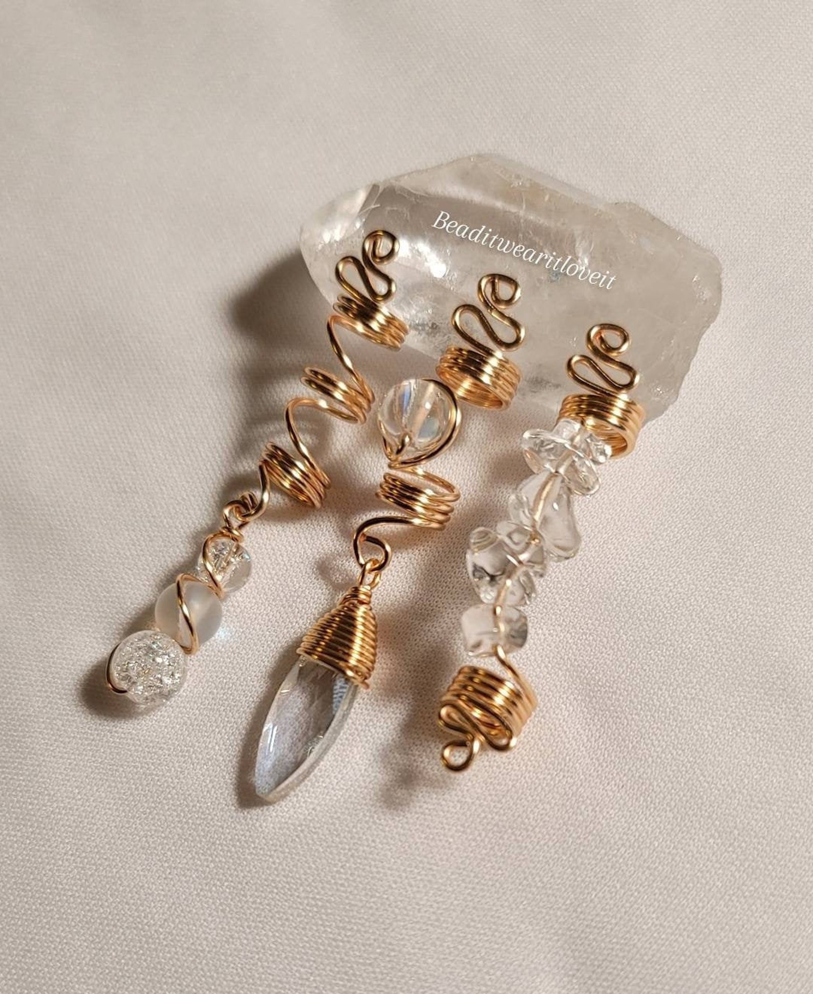 3 Pcs Quartz Crystal Loc Jewelry Set. Dreadlock Hair - Etsy