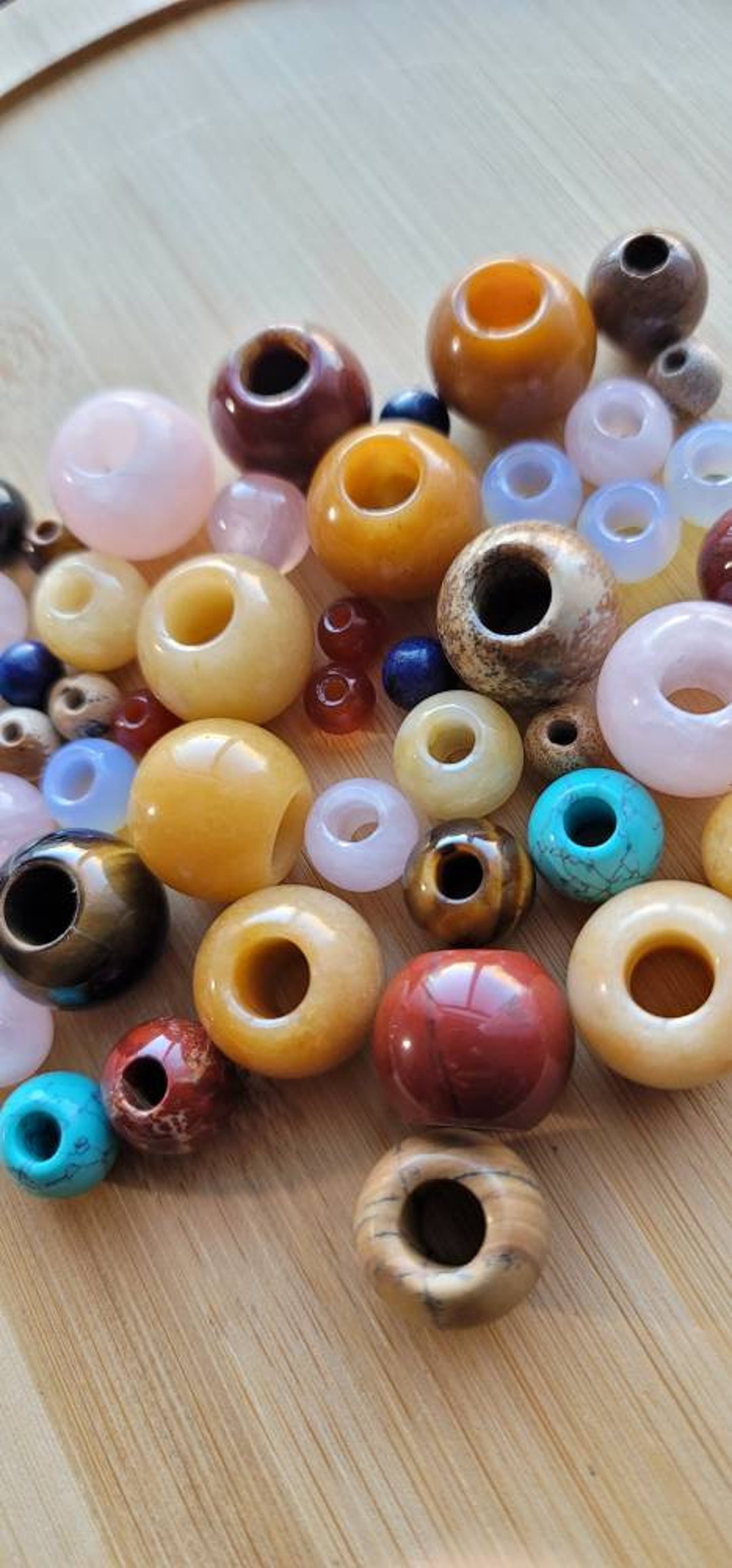 8mm Wide Big Hole Gemstone Loc Beads, Dreadlock Hair Accessories for ...