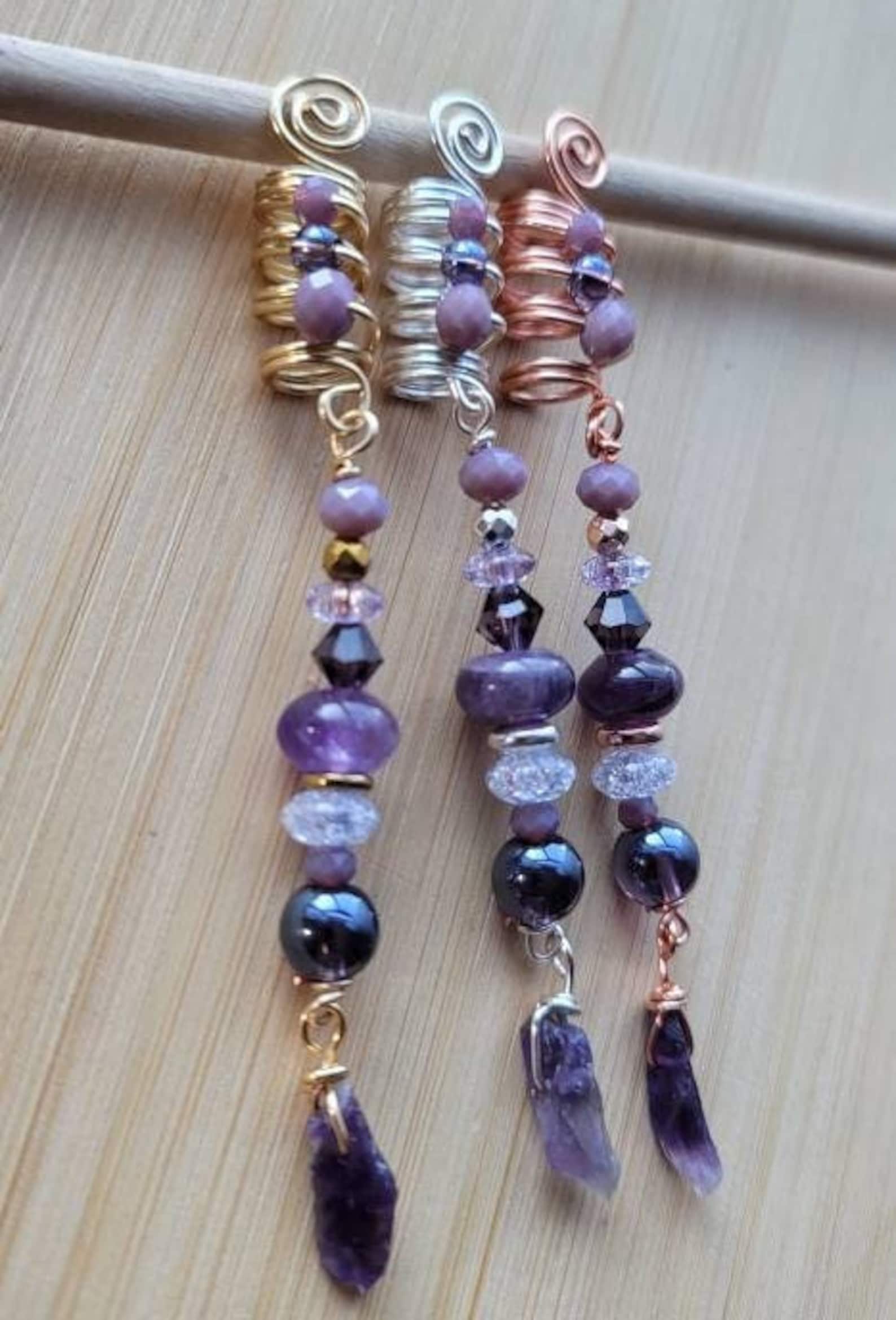 Raw Amethyst Crystal Loc Jewelry. Dreadlock Hair Accessories - Etsy