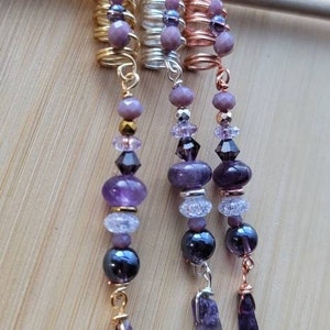 Raw Amethyst Crystal Loc Jewelry. Dreadlock Hair Accessories, Beads for ...
