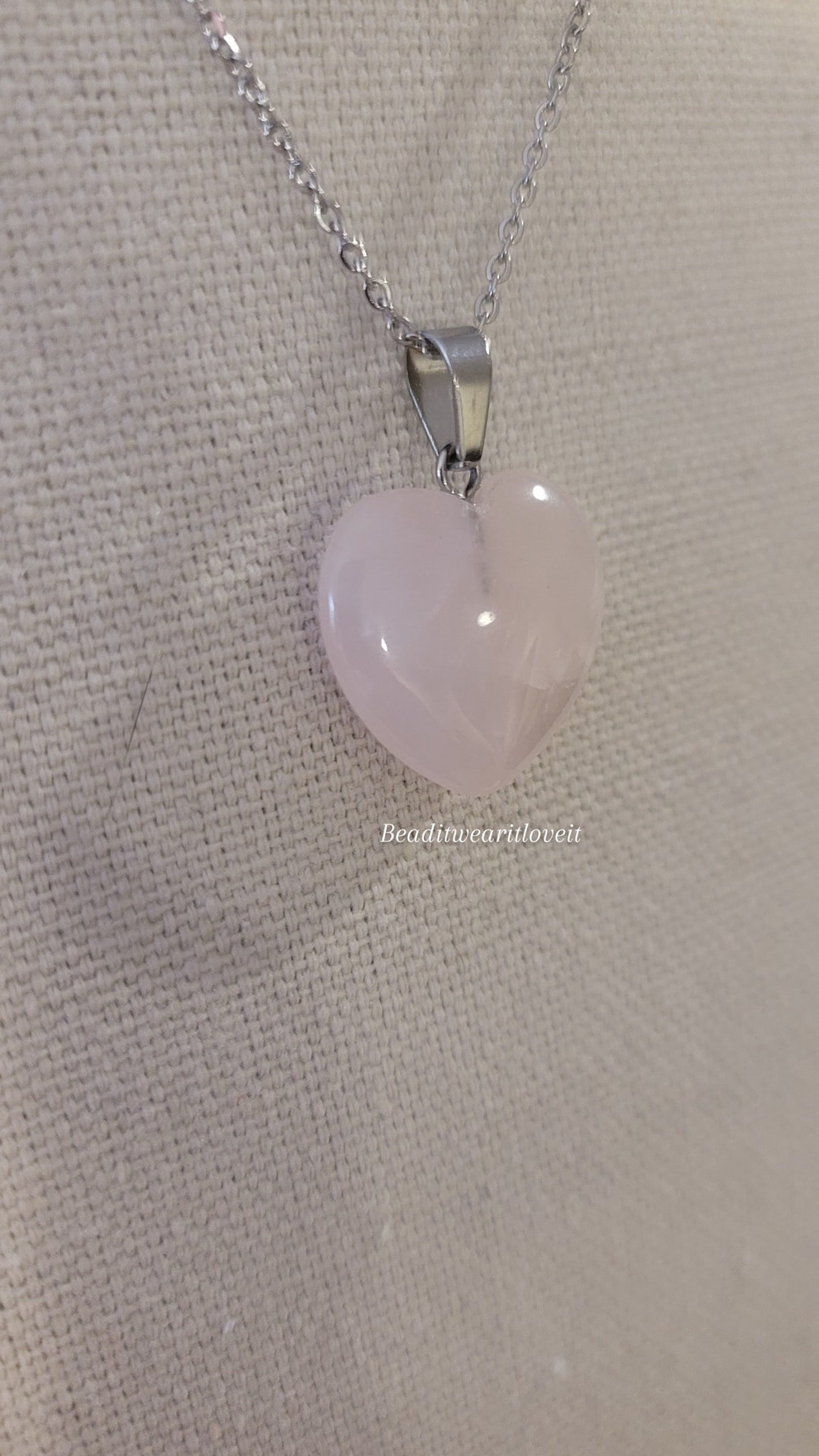 Rose Quartz Heart Pendant Necklace Adjustable Crystal | Etsy