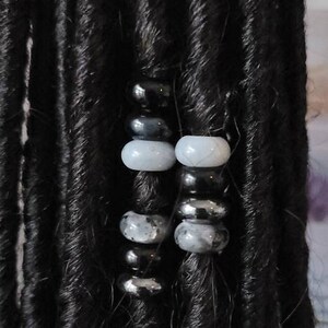 10 Protection Pack Crystal Loc Beads, Hematite Moonstone Onyx Obsidian ...