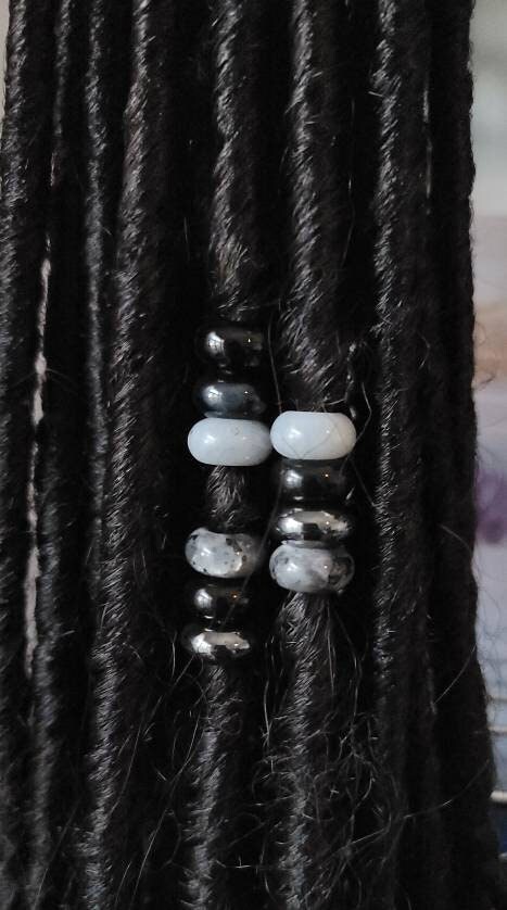 10 Protection Pack Crystal Loc Beads, Hematite Moonstone Onyx Obsidian ...