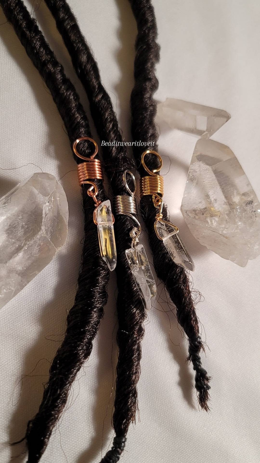 Quartz Crystal Loc Jewelry Set. Dreadlock Hair Accessories, Beads for ...