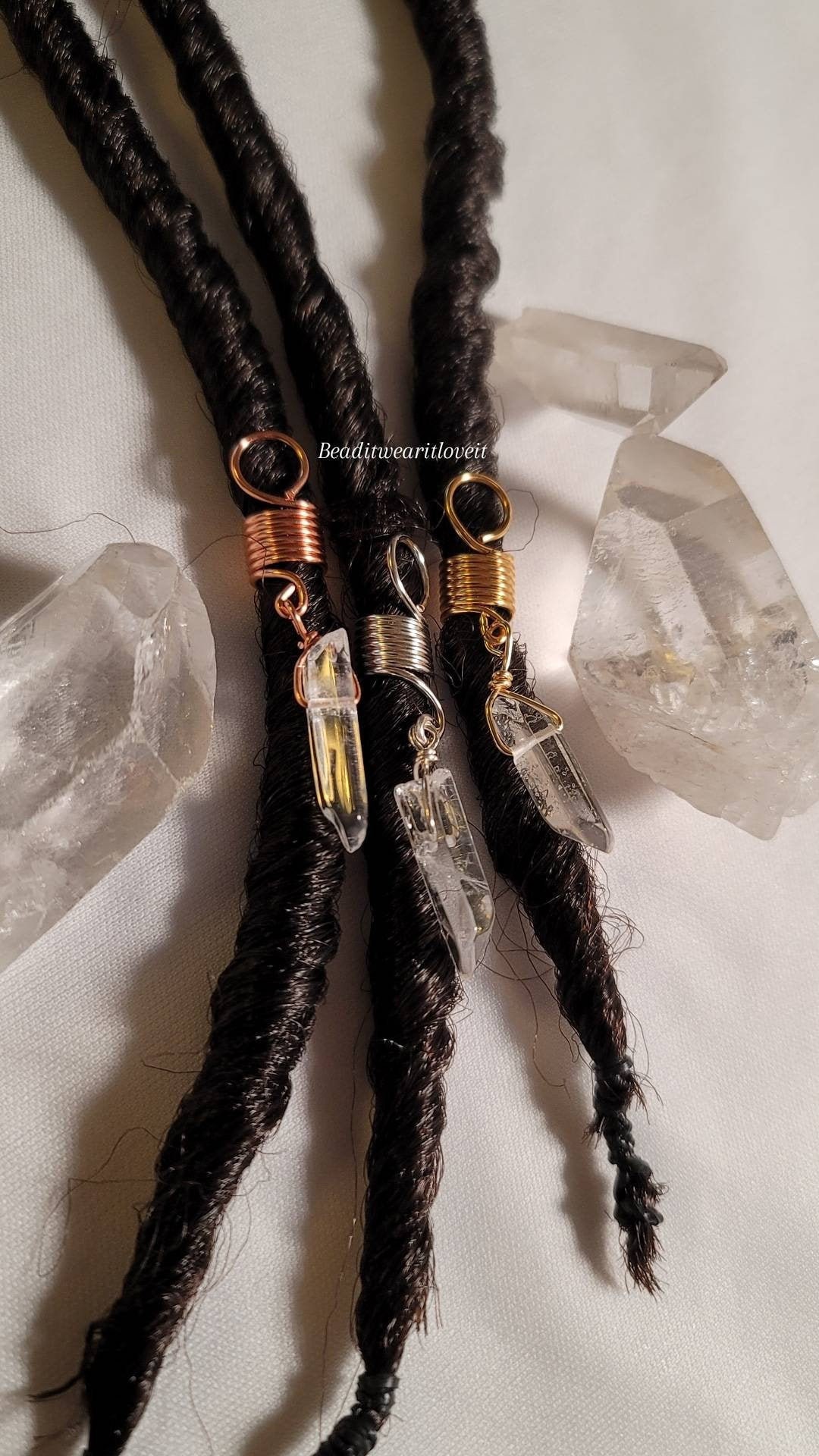 3 Pcs Quartz Crystal Loc Jewelry Set. Dreadlock Hair | Etsy