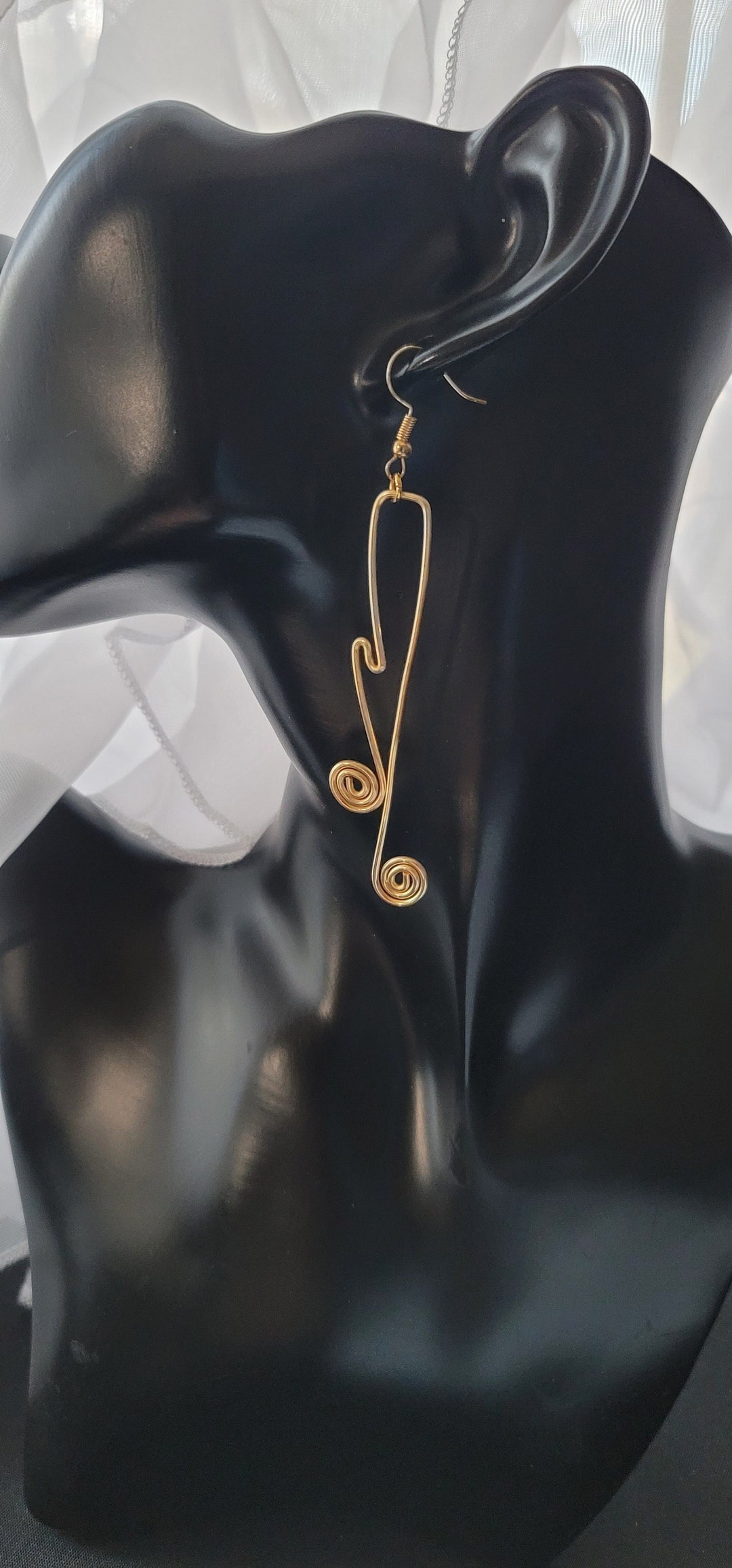 Abstract Spiral Copper Earrings, Wire Wrapped Dangle Earrings, Copper ...