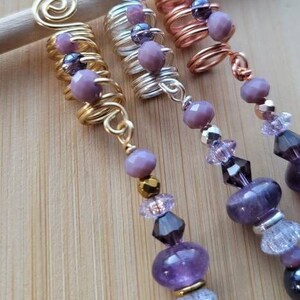Raw Amethyst Crystal Loc Jewelry. Dreadlock Hair Accessories, Beads for ...