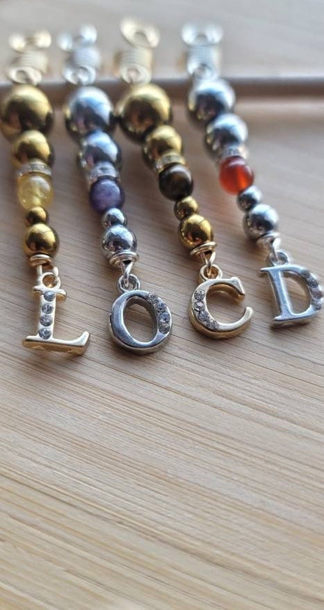 Initial Crystal Loc Jewelry, Alphabet Dread Beads, Copper Wire Wrapped Dreadlock Hair ...