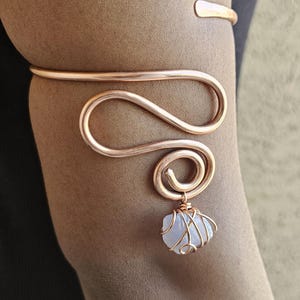 Pure Copper Crystal Arm Cuff, Hammered Adjustable Arm Bracelets, Raw ...