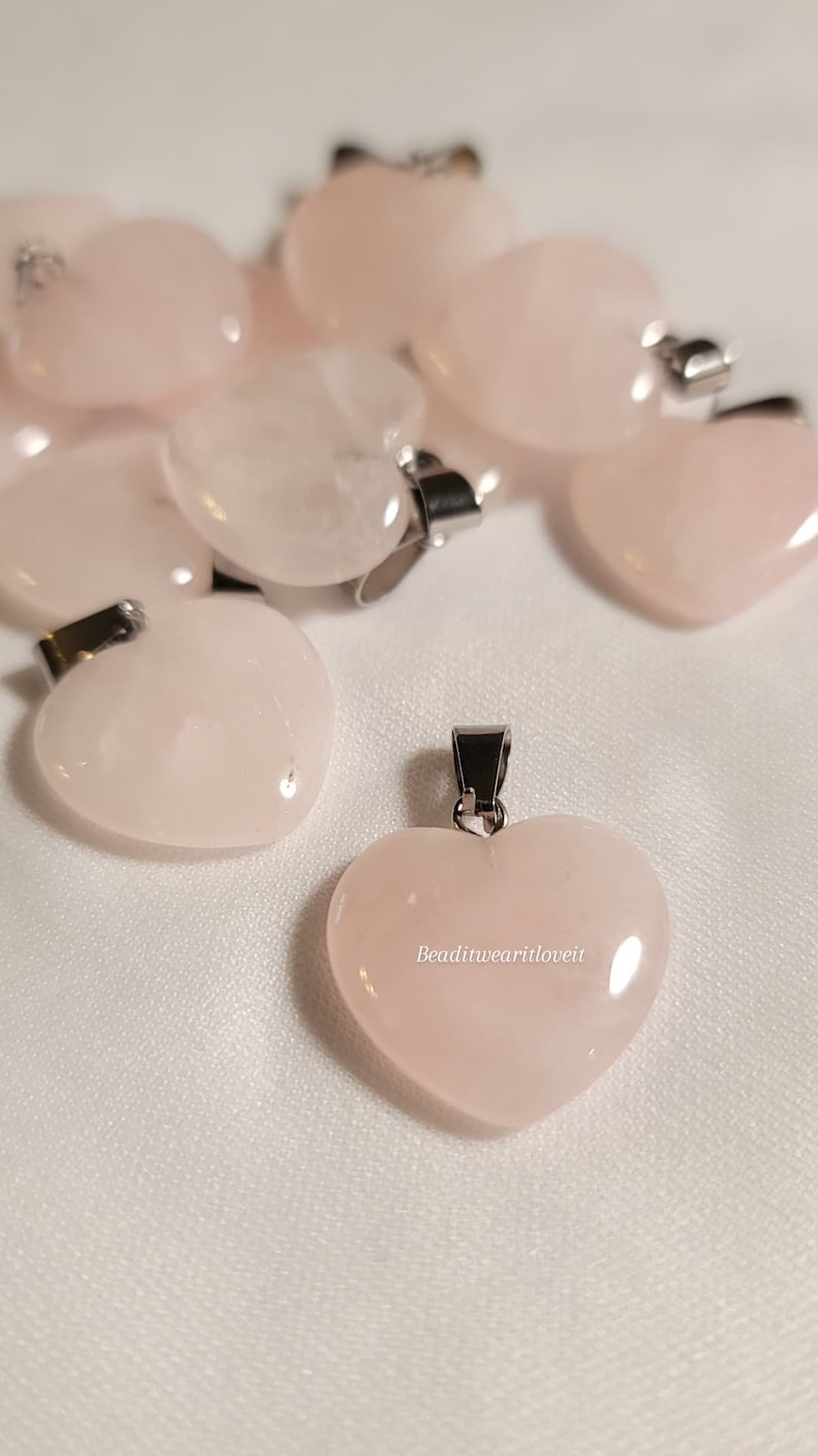 Rose Quartz Heart Pendant Necklace Adjustable Crystal - Etsy