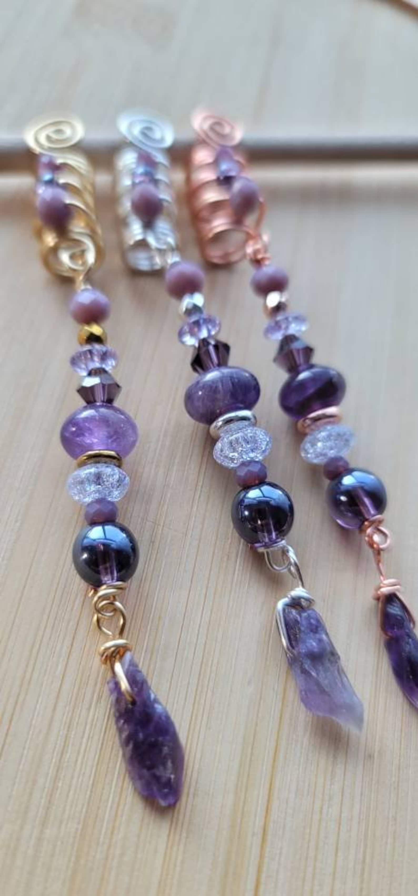 Raw Amethyst Crystal Loc Jewelry. Dreadlock Hair Accessories, Beads for ...