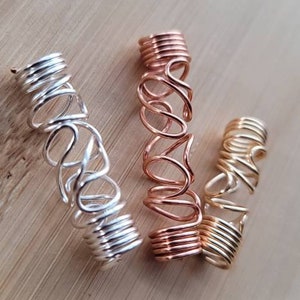 Abstract Copper Wire Wrapped Loc Beads. Dreadlock Hair Accessories, Beads for Braids, Loc ...