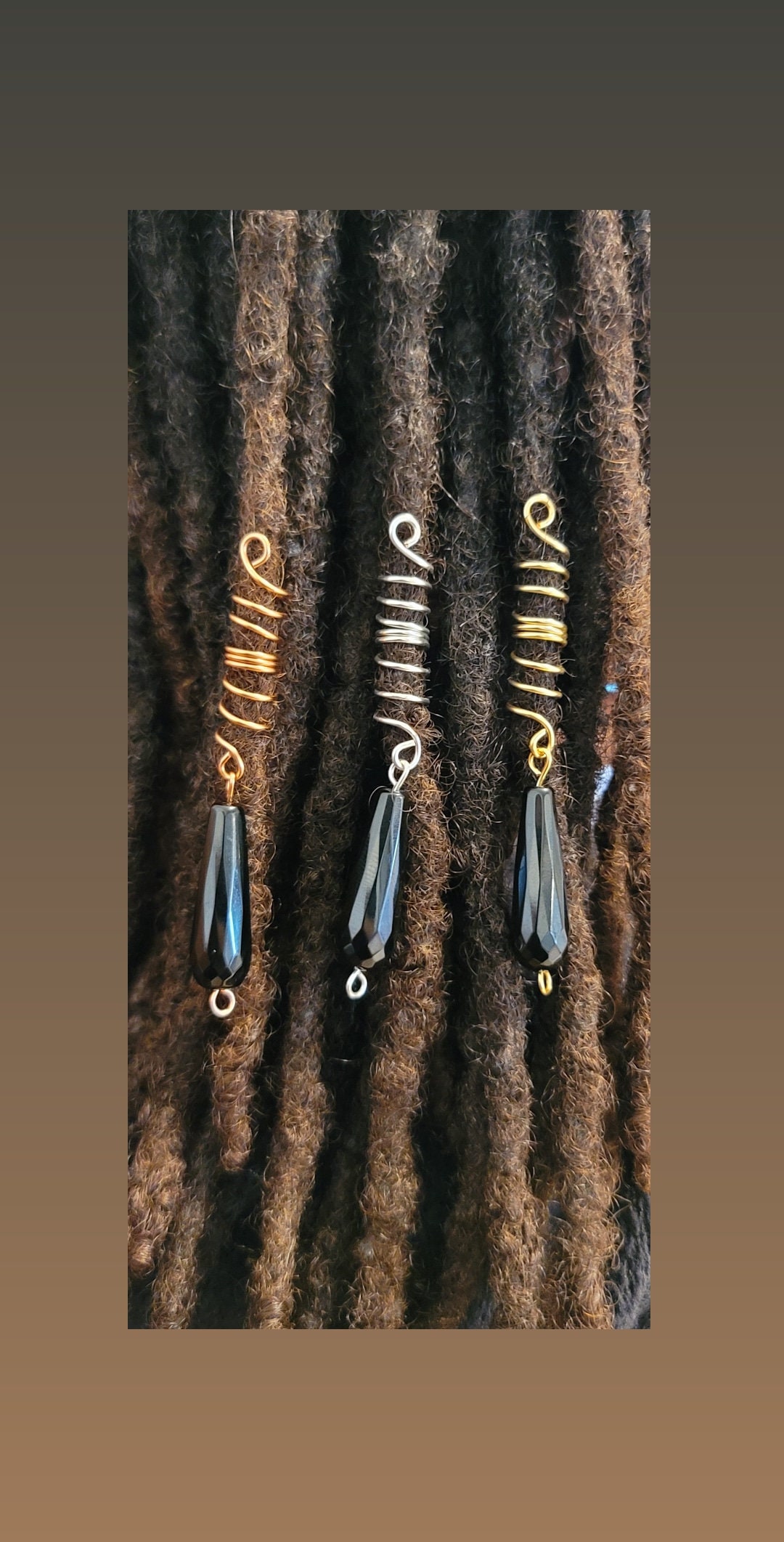 Black Onyx Crystal Loc Jewelry. Dreadlock Hair Accessories, Beads for ...