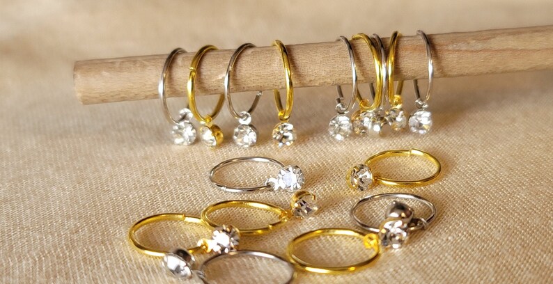 8pcs Rhinestone Hair Rings Dread Rings Loc Jewelry Braid - Etsy