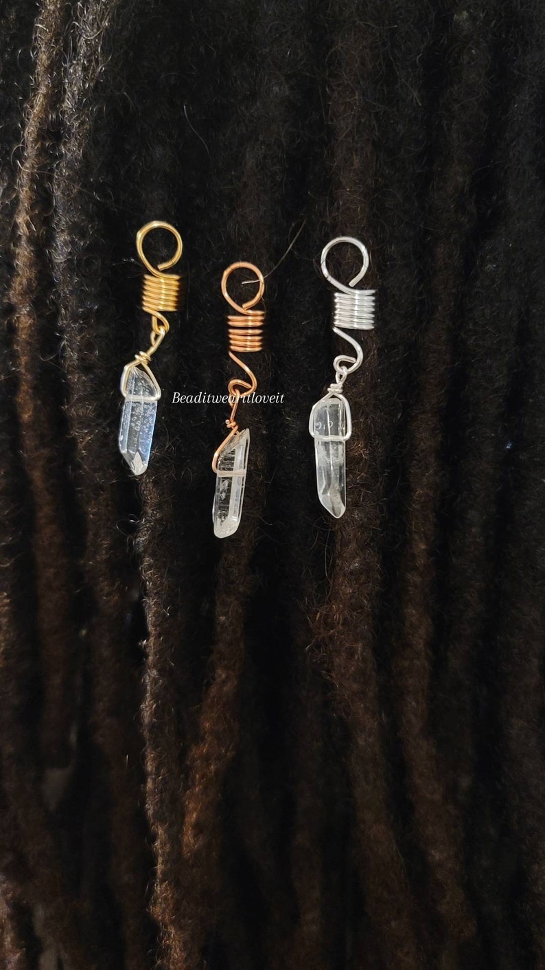 Quartz Crystal Loc Jewelry Set. Dreadlock Hair Accessories, Beads for ...