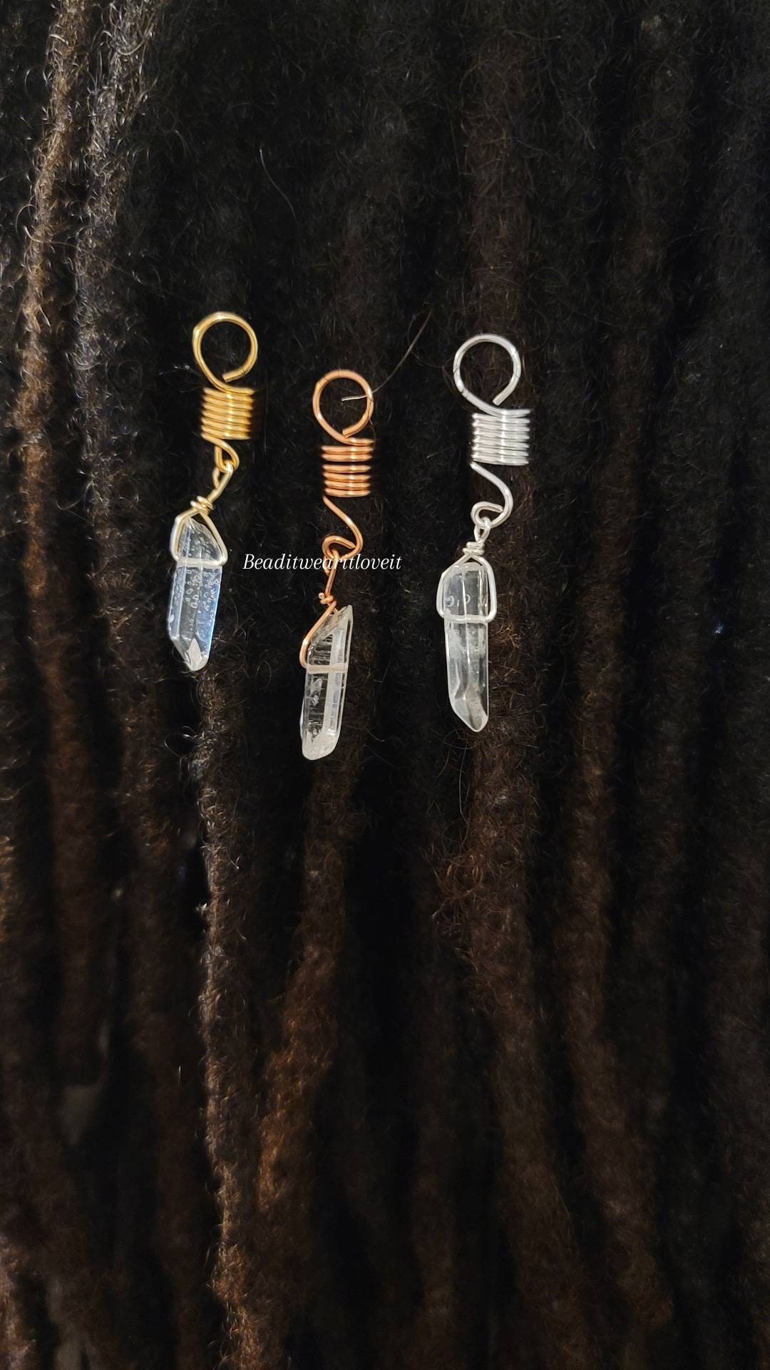 3 Pcs Quartz Crystal Loc Jewelry Set. Dreadlock Hair | Etsy