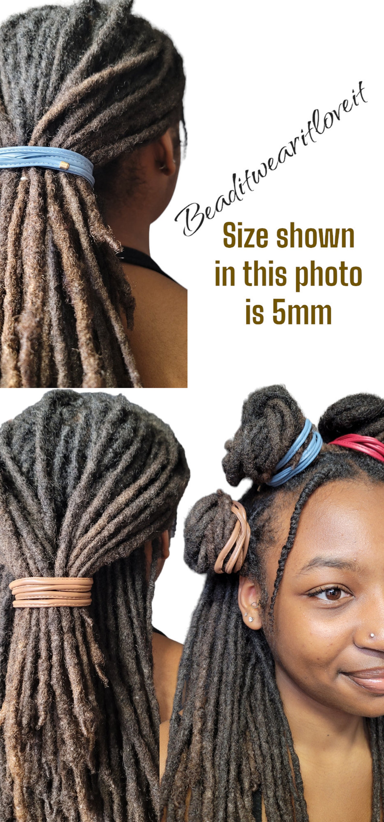 Small 5mm Leather Wire Dreadlock Hair Wraps Charmed Hair Rings, Thin ...