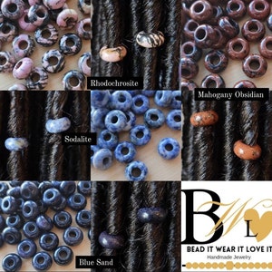 6mm Wide Big Hole Gemstone Loc Beads, Dreadlock Hair Accessories, Beads ...