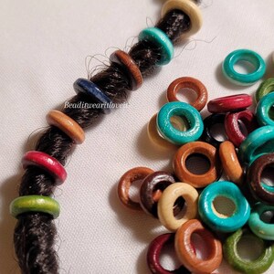10 Piece Wood Loc Beads, 6mm Wide Hole Dread Beads, Dreadlock Hair ...