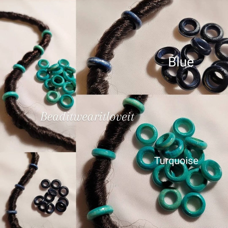 CLEARANCE 10 Piece Wood Loc Beads, 6mm Wide Hole Dread Beads, Dreadlock ...