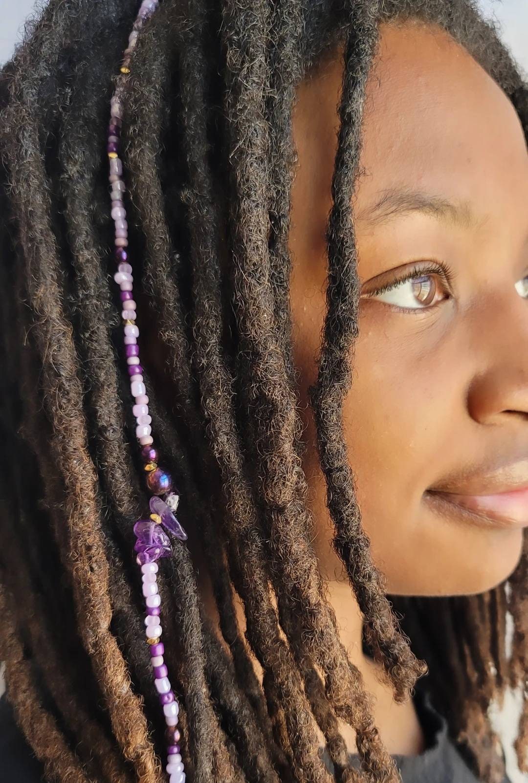 Amethyst Beaded Dreadlock Extension, Crystal Loc Jewelry, Dreadlock ...