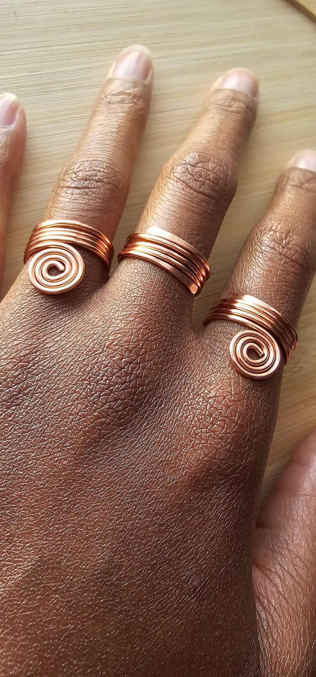 Spiral Copper Wire Wrapped Ring Set, Copper Afrocentric Ring - Etsy