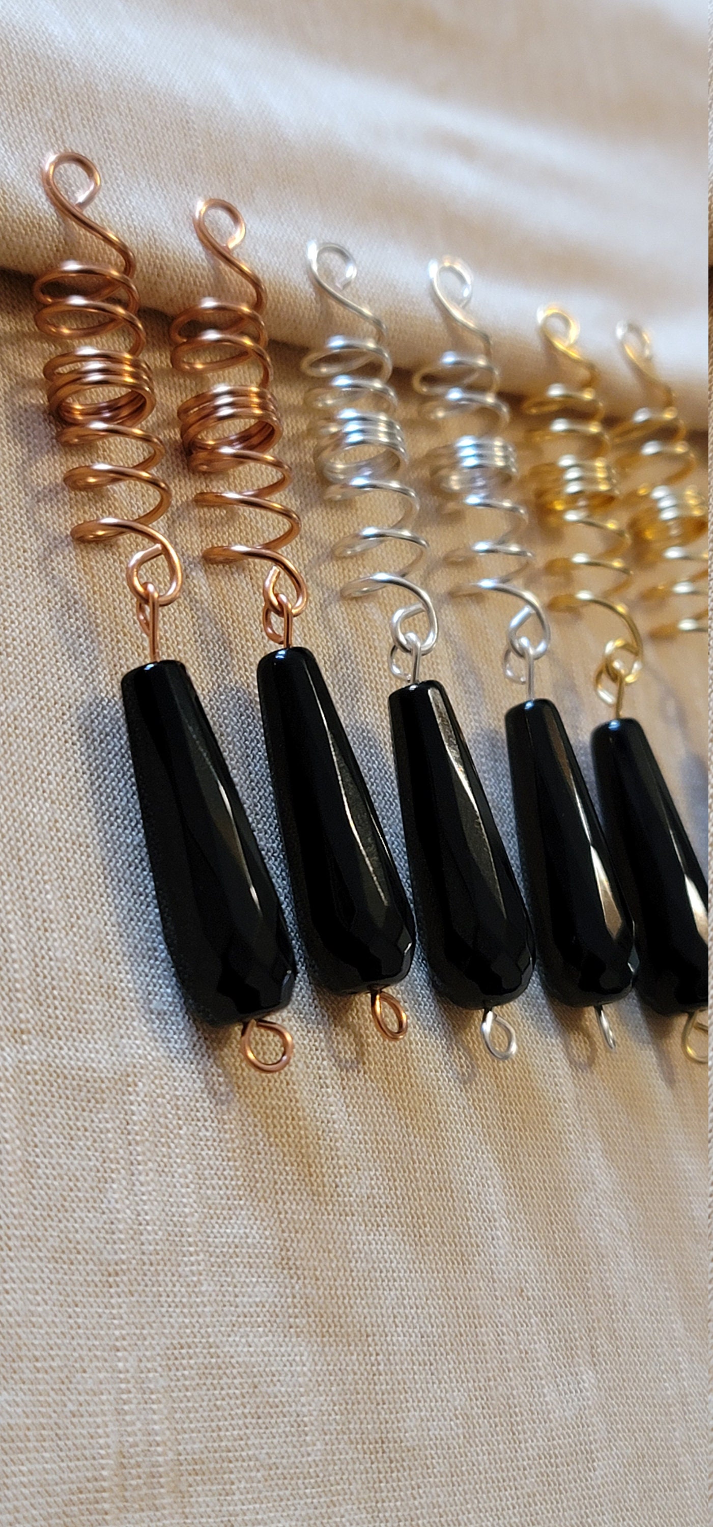 Black Onyx Crystal Loc Jewelry. Dreadlock Hair Accessories | Etsy