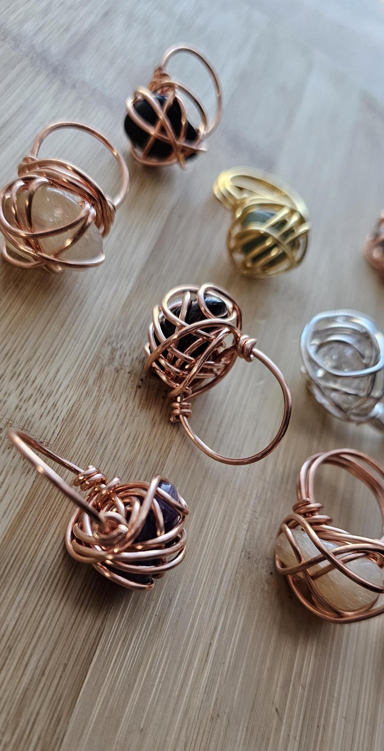 Custom Crystal Copper Wire Wrapped Crystal Rings, Gemstone Ring ...