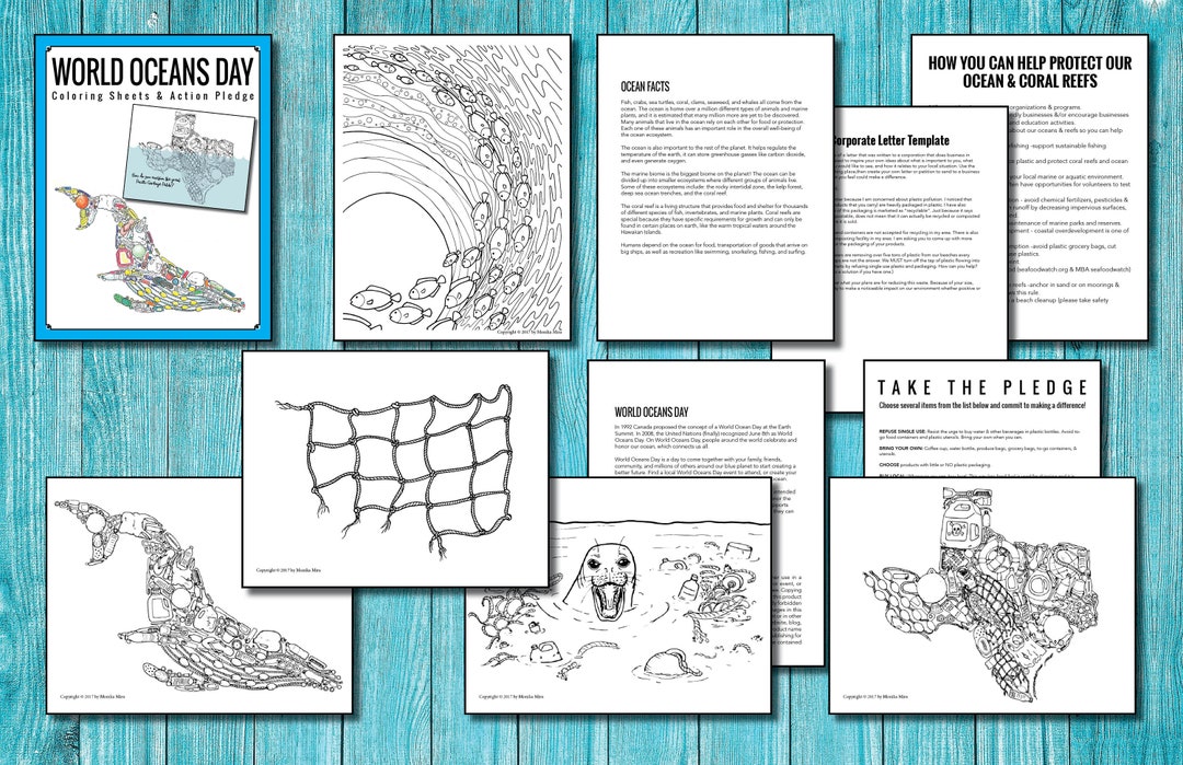 World Oceans Day Coloring Pages | Marine Debris Awareness Coloring ...