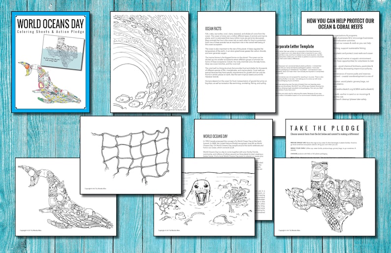World Oceans Day Coloring Pages | Marine Debris Awareness Coloring ...