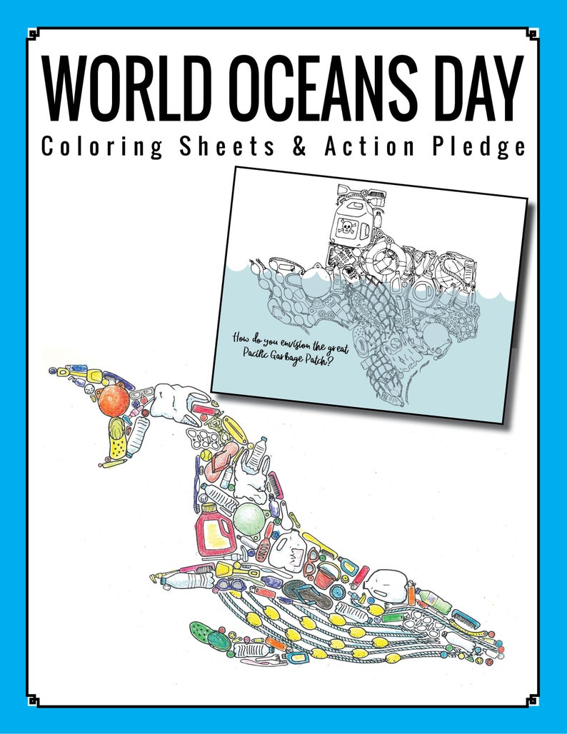 World Oceans Day Coloring Pages | Marine Debris Awareness Coloring ...