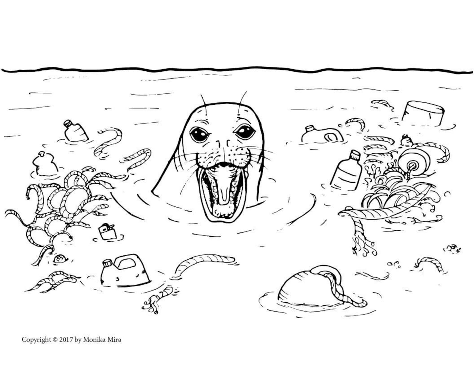 World Oceans Day Coloring Pages | Marine Debris Awareness Coloring ...
