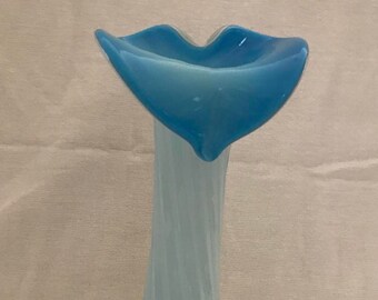 Fenton Blue Opalescent Hobnail Footed Ruffled Vase. 2-3/8w X 3-3/4h - Etsy