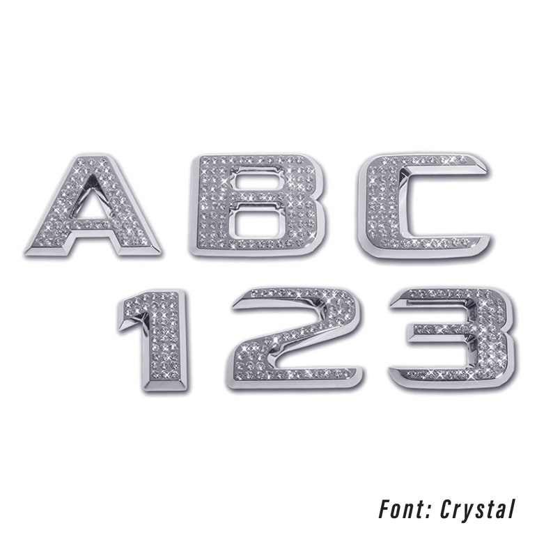 Set of 10 Custom 3D Premium Chrome Plated Metal Self Adhesive Letters ...