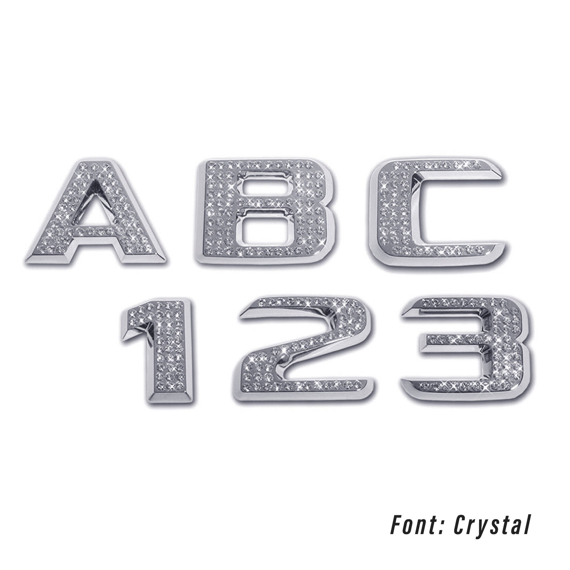 Set of 10 Custom 3D Premium Chrome Plated Metal Self Adhesive Letters ...