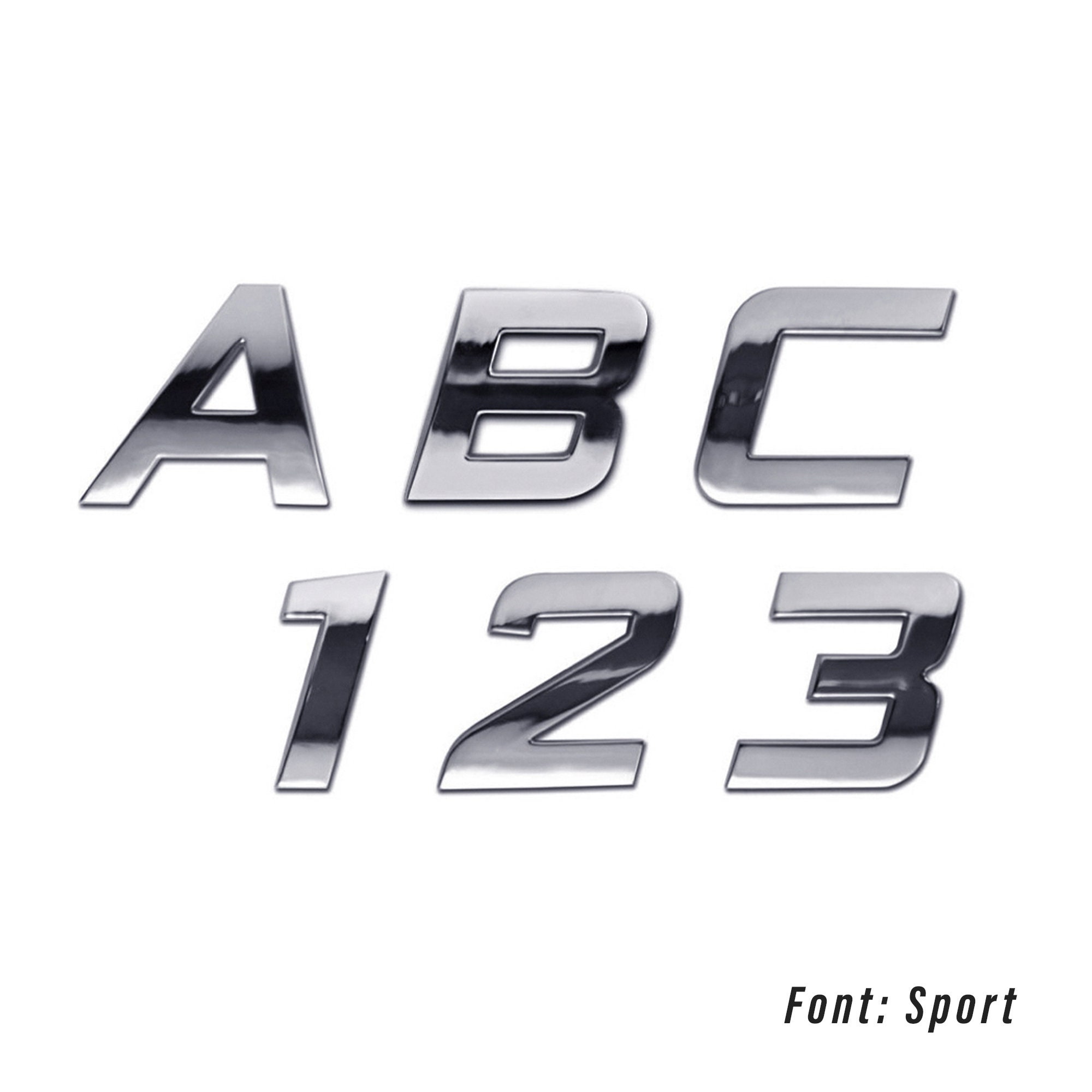 Set of 10 Custom 3D Premium Chrome Plated Metal Self Adhesive Letters ...