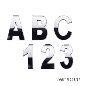 Set of 5 Custom 3D Premium Chrome Plated Metal Self Adhesive Letters ...