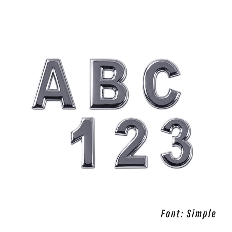 Set of 10 Custom 3D Premium Chrome Plated Metal Self Adhesive Letters ...